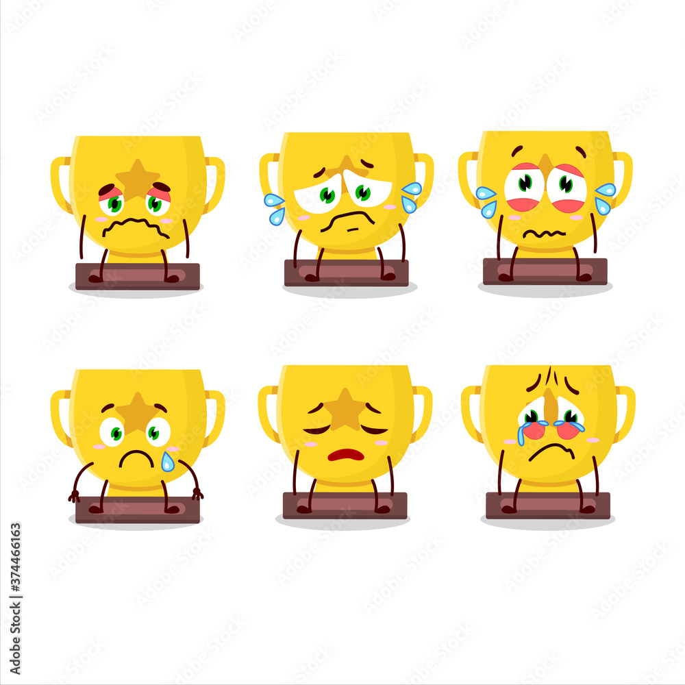 Gold trophy cartoon character with sad expression Stock Vector | Adobe ...