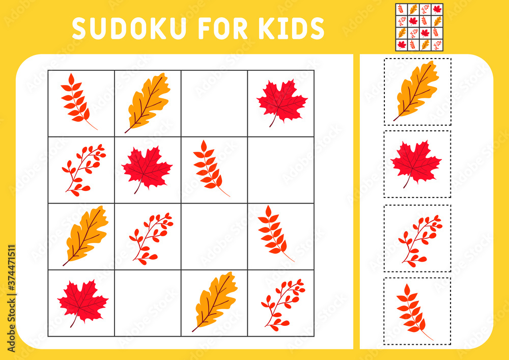 Sudoku for kids. Education development worksheet. Activity page with ...