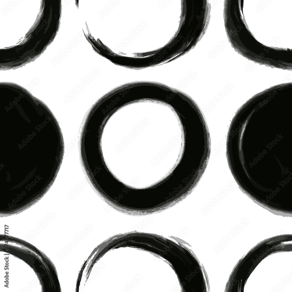 Vector black vector zen circles seamless pattern in Japanese style ...