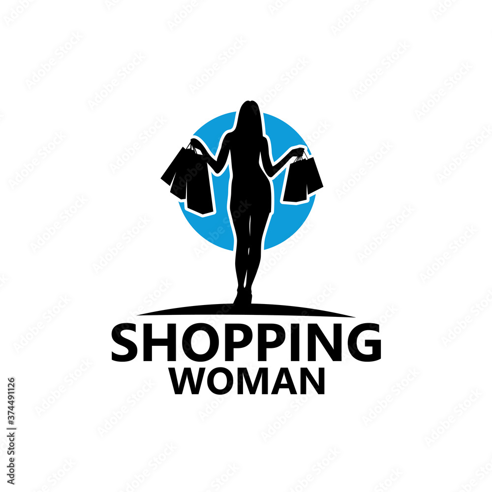 Shopping Woman Logo Template Design Vector Stock Vector | Adobe Stock