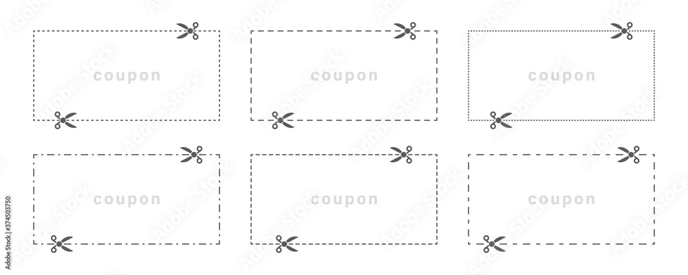 Coupon template. Cut along the dotted line. Dotted line with scissors ...