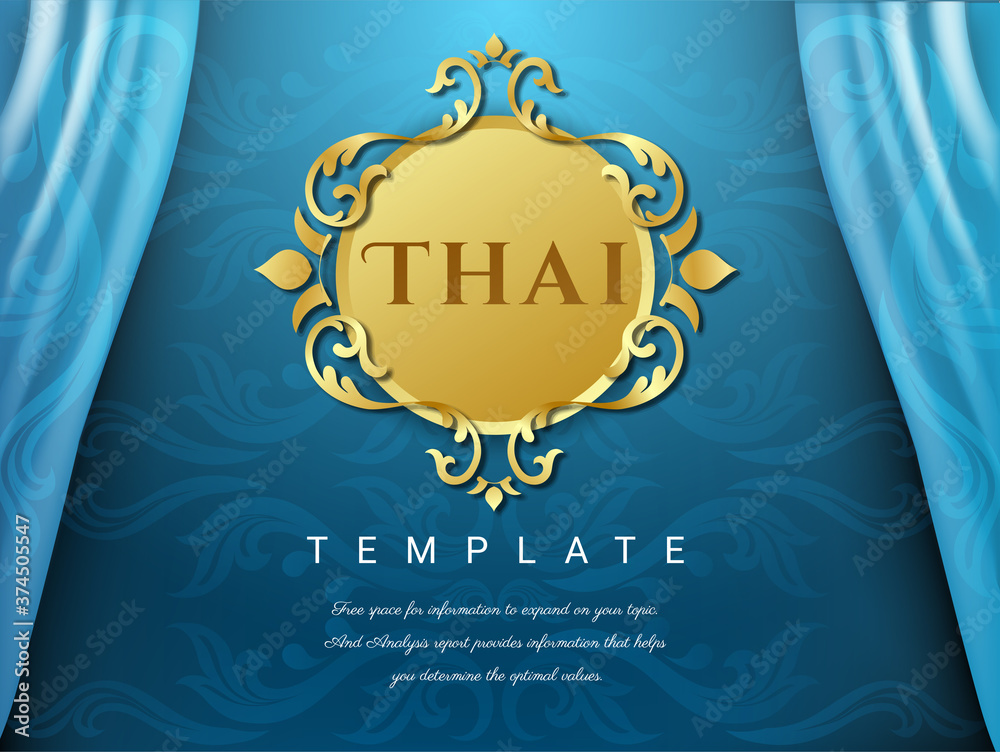 Thai background Blue color with flower Logo, Thai pattern traditional ...