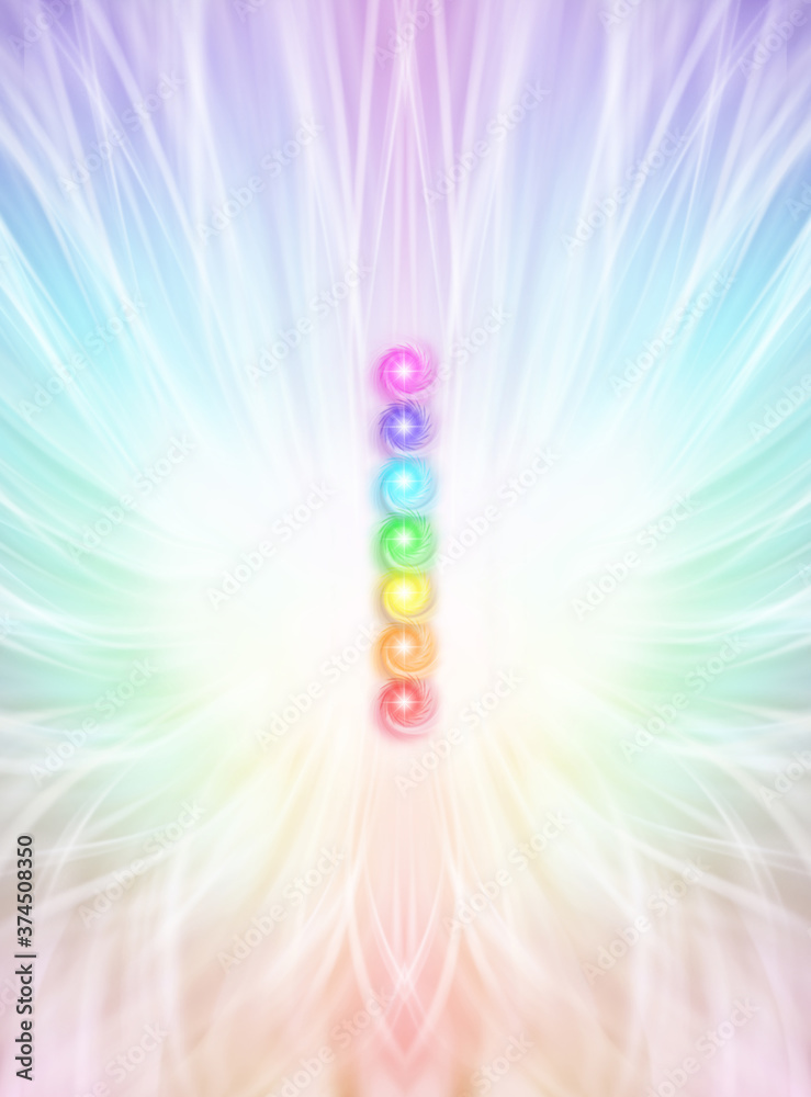 The Seven Chakra Vortexes Diagram - column of seven chakras on a ...
