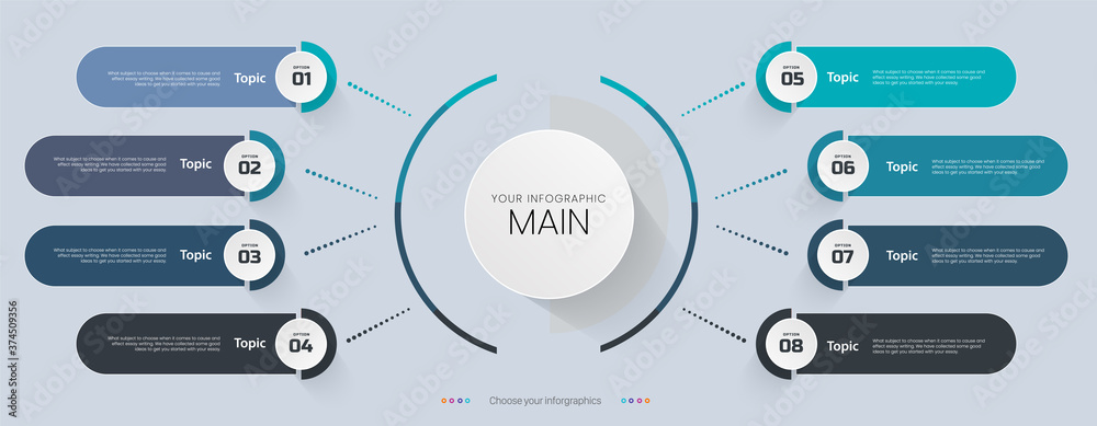 Infographic 8 options Layouts template of Abstract elements, used in ...