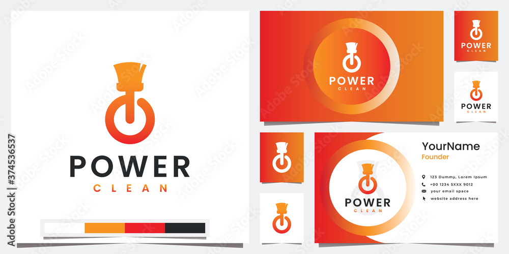 Vetor de set logo power clean with line art concept logo design ...