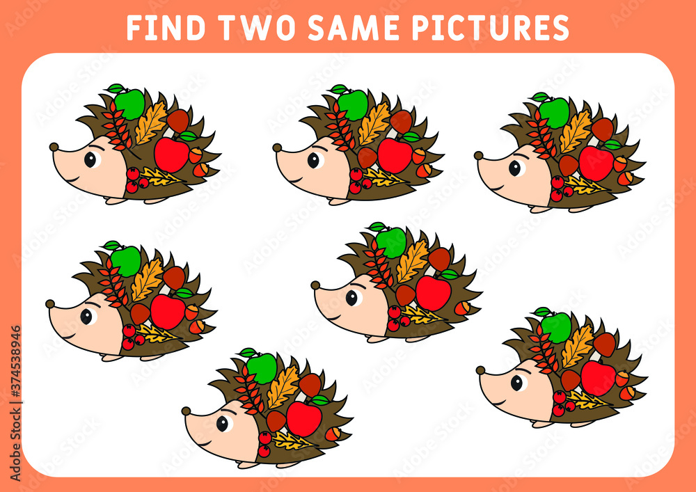 Children's educational game. Find two identical pictures. A set of ...