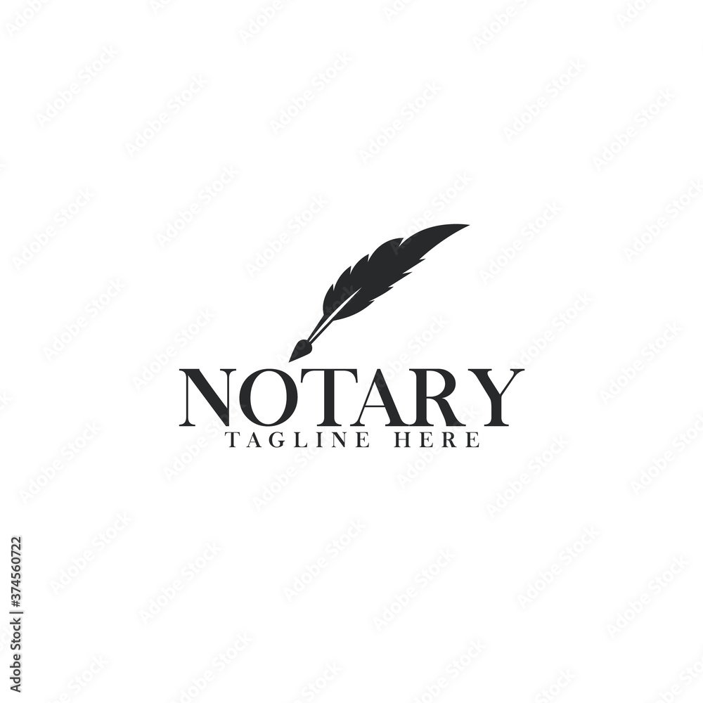 Notary, Lawyer / Law firm Logo design. Feather symbol or icon vector ...