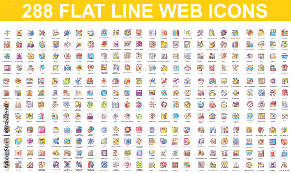 Bundle vector flat line icons concept. Contain such Icons as People ...