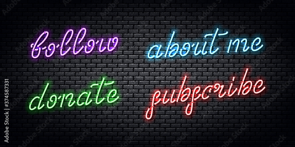 Vector set of realistic isolated neon sign of Subscribe logo for ...