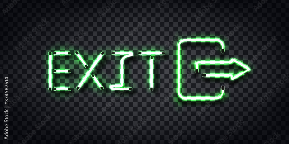 Vecteur Stock Vector realistic isolated neon sign of Exit logo for ...