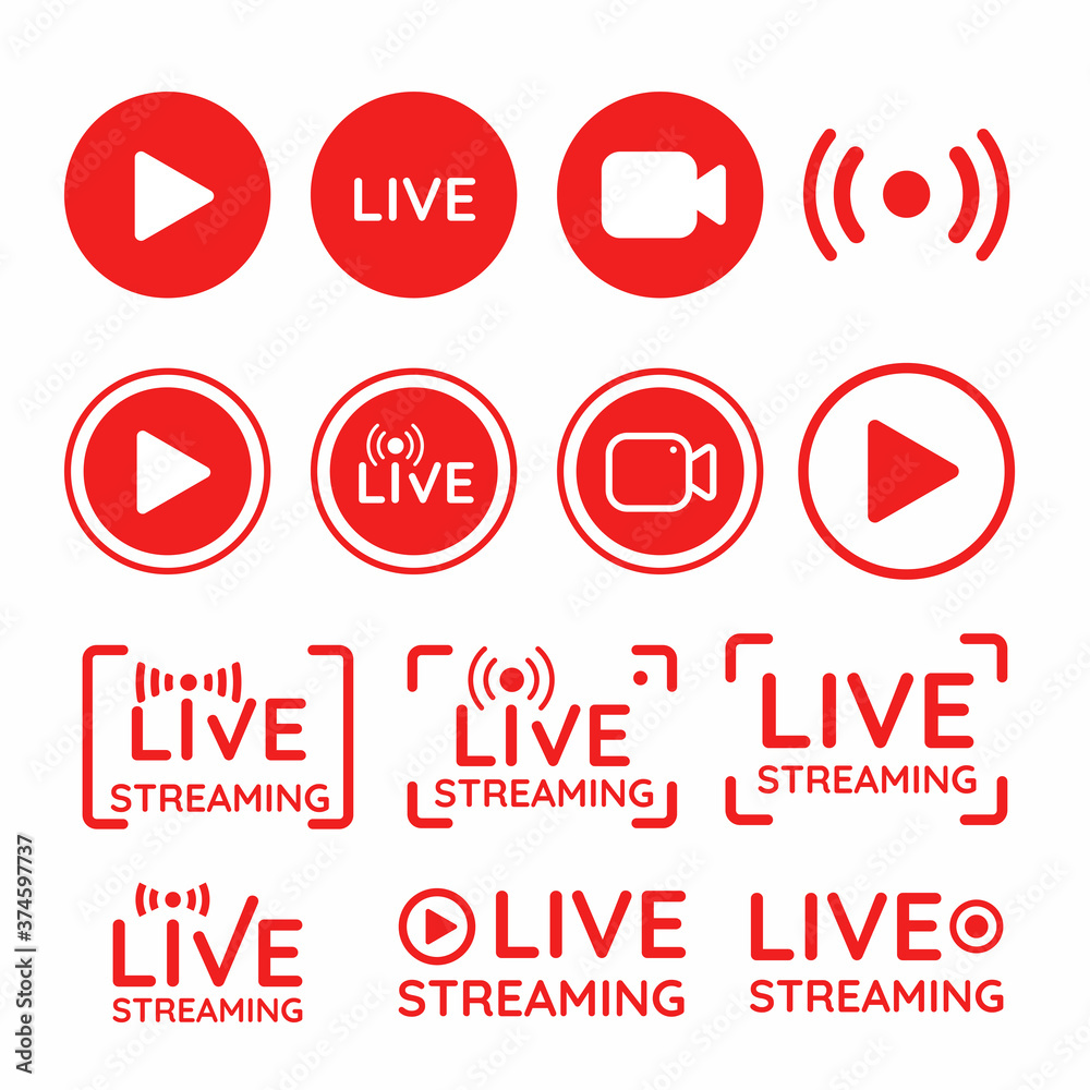 Live streaming symbol set Online broadcast icon The concept of live ...