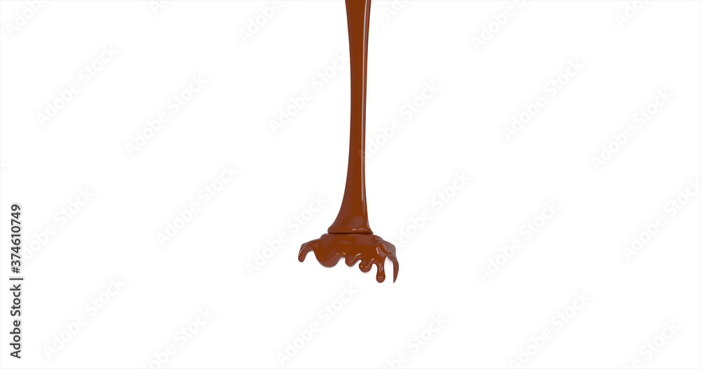 The chocolate string runs down on the box. and the chocolate droplets ...