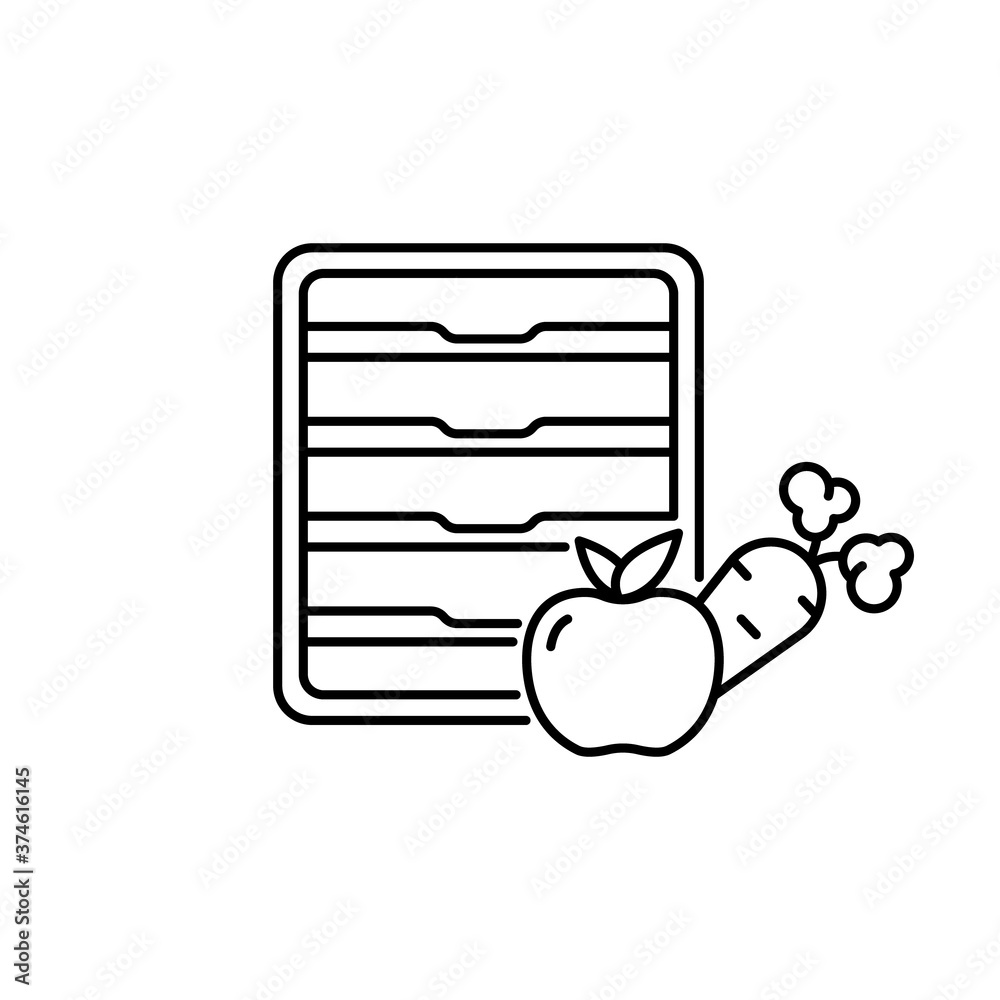 Dehydrator for fruits and vegetables. Line art icon of food electric ...