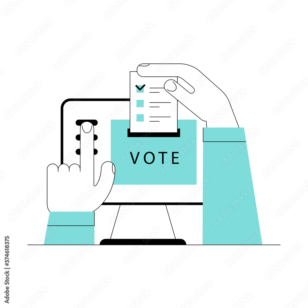 Electronic voting concept. Online electronic poll. Flat vector ...