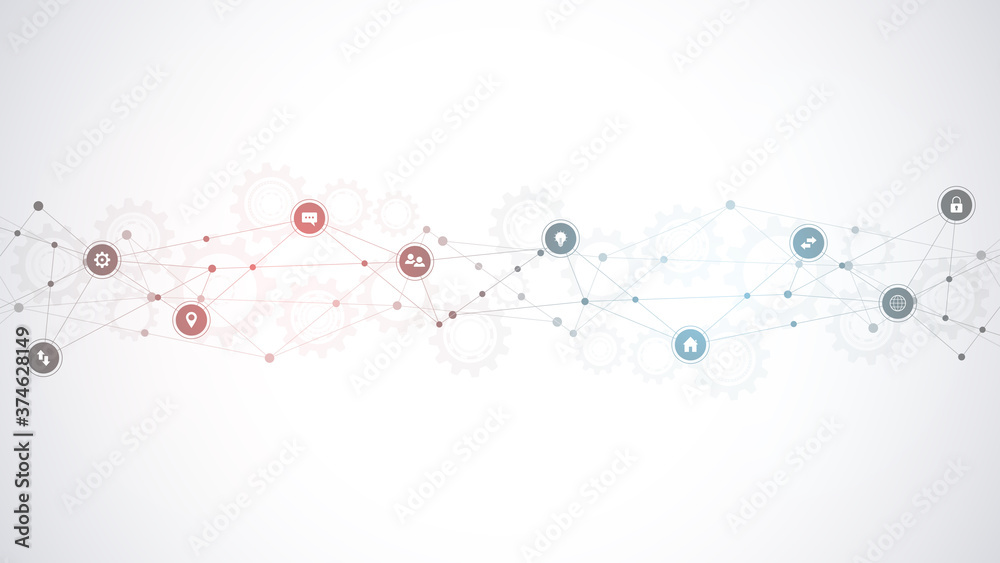 Information technology background with infographic elements and flat ...