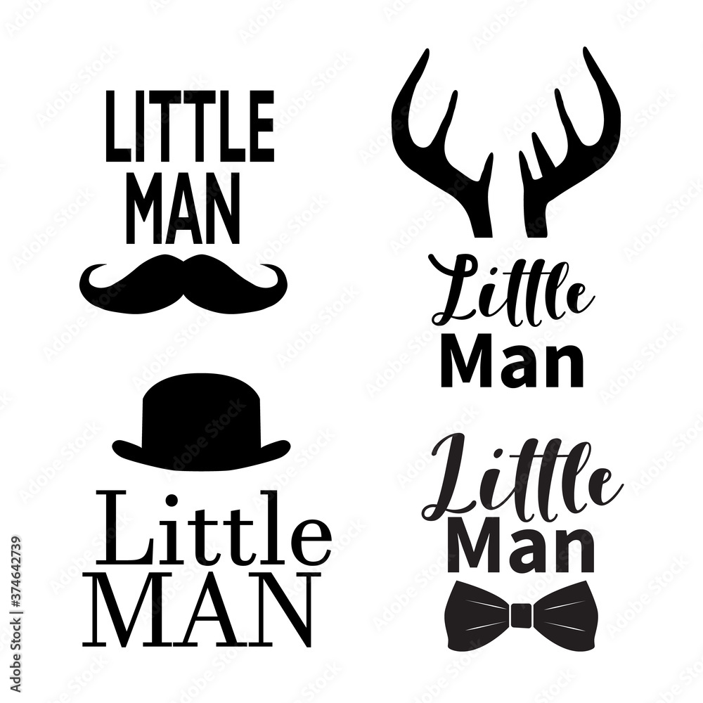 little man on white background. flat style. little man lettering ...