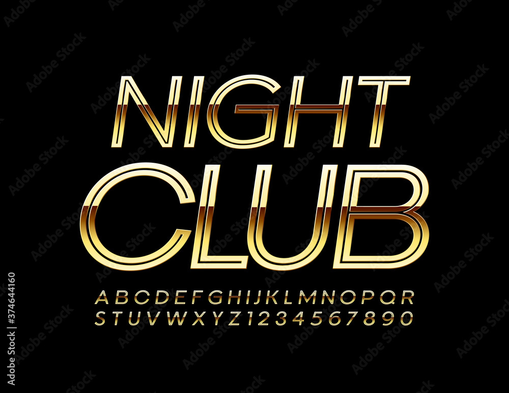 Vector elegant banner Night Club. Golden luxury Font. Creative elite ...