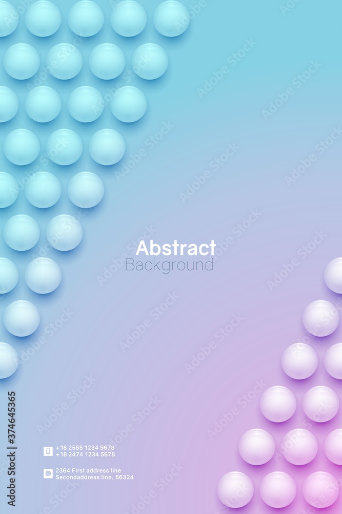 Abstract circle background. 3D spheres. Vertical minimalistic banner ...