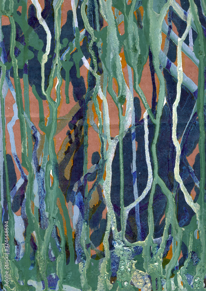 Fondo con ramificaciones lineales chorreado con pintura témpera sobre ...