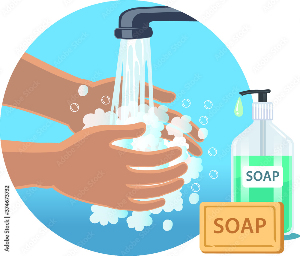 Wash your hands with soap and water. Hand hygiene practices. Stock ...