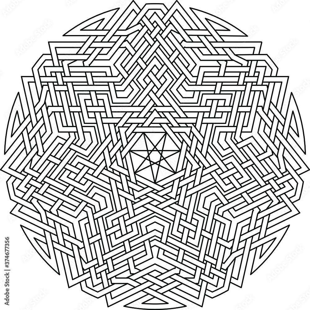 Heptagram vector pattern with circular circle and geometric background ...