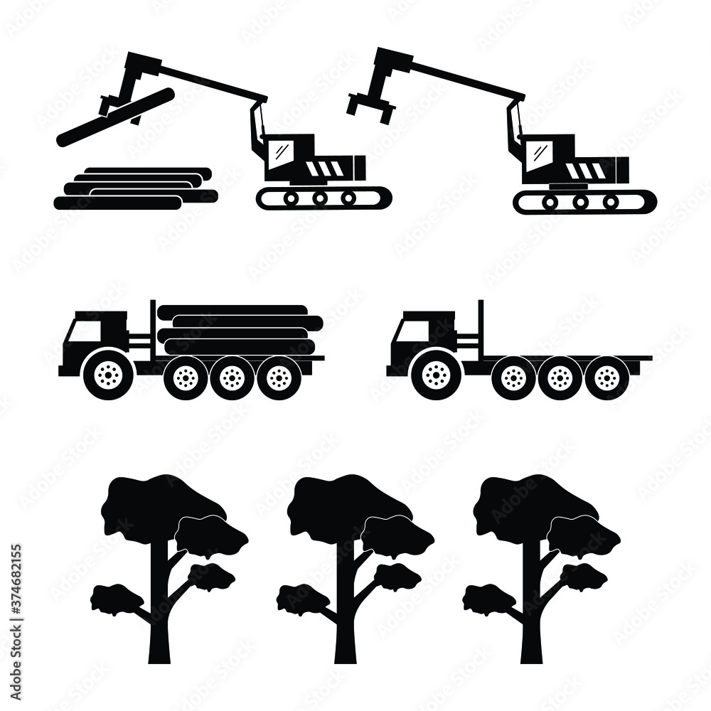 Logging Machine Logger Loader. Icon depicting heavy machinery equipment ...