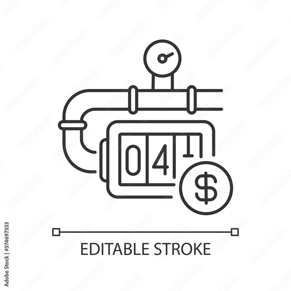 Counter installation linear icon. Natural gas meter. Domestic gas ...