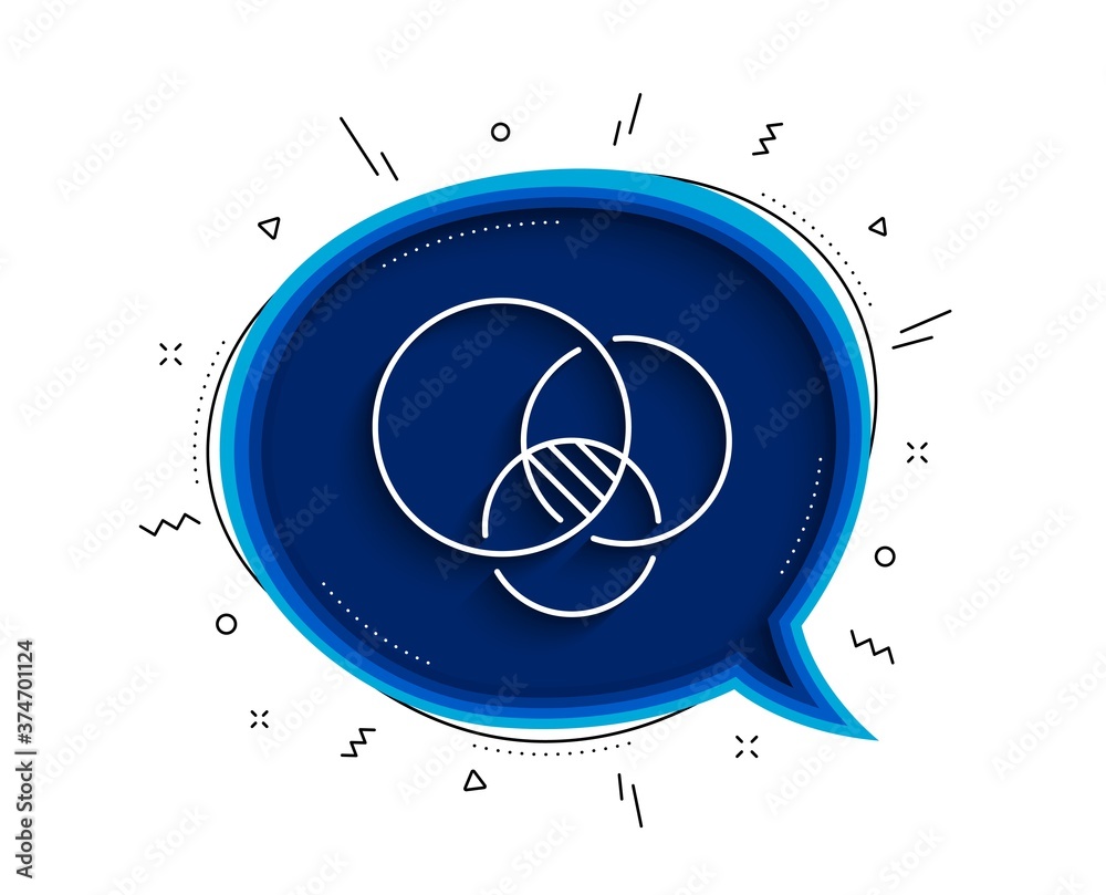 Euler diagram line icon. Chat bubble with shadow. Eulerian circles sign ... Euler diagram line icon. Chat bubble with shadow. Eulerian circles sign ...