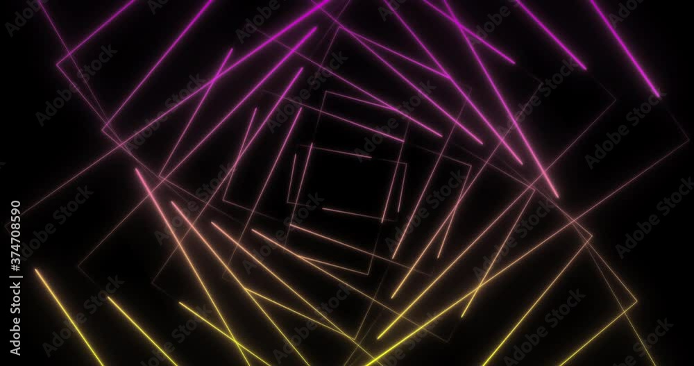 Static Abstract 80s rotating rectangle frames with Light Lines Moving. Digital background ...