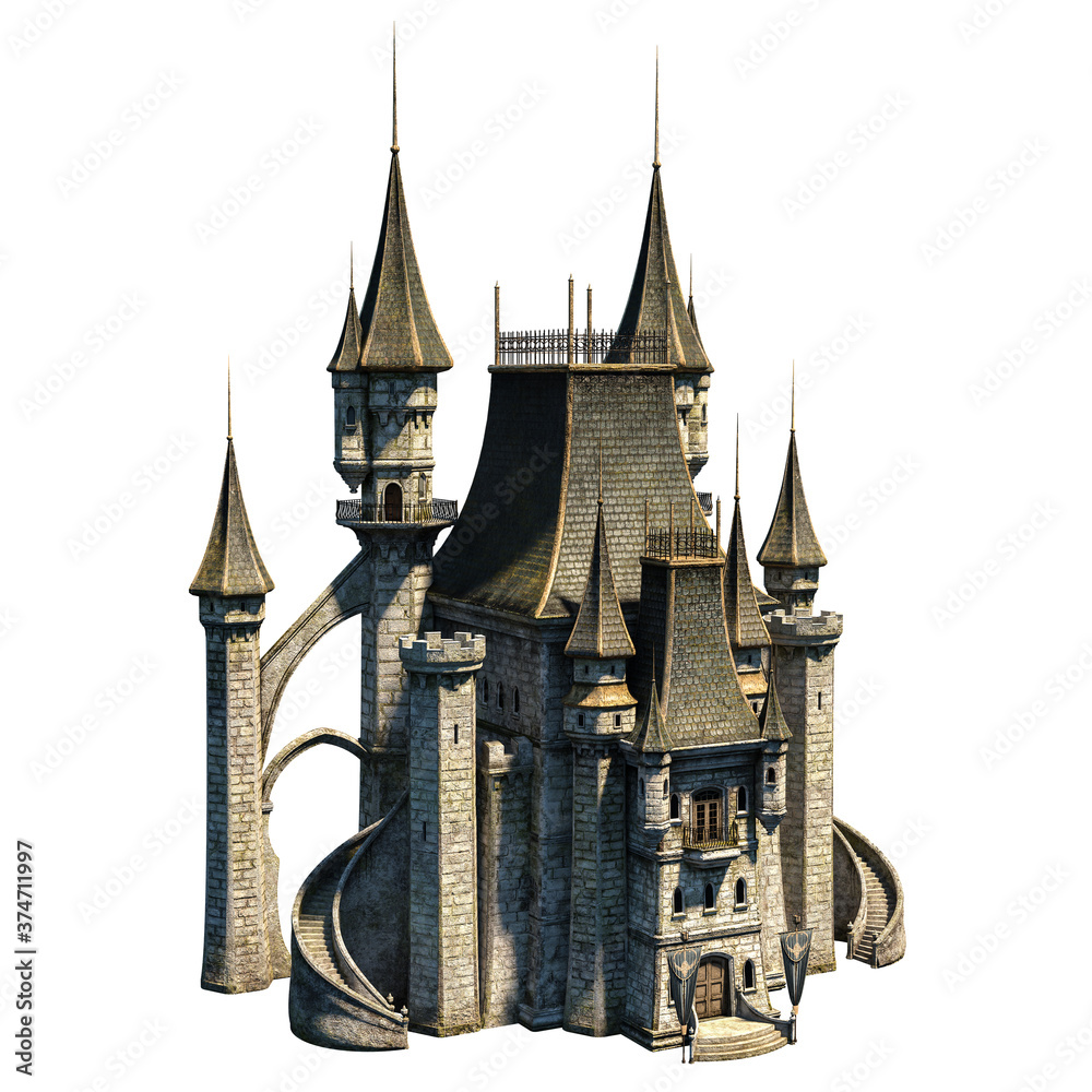 Castle Academy Fantasy Architecture, 3D illustration, 3D rendering ...