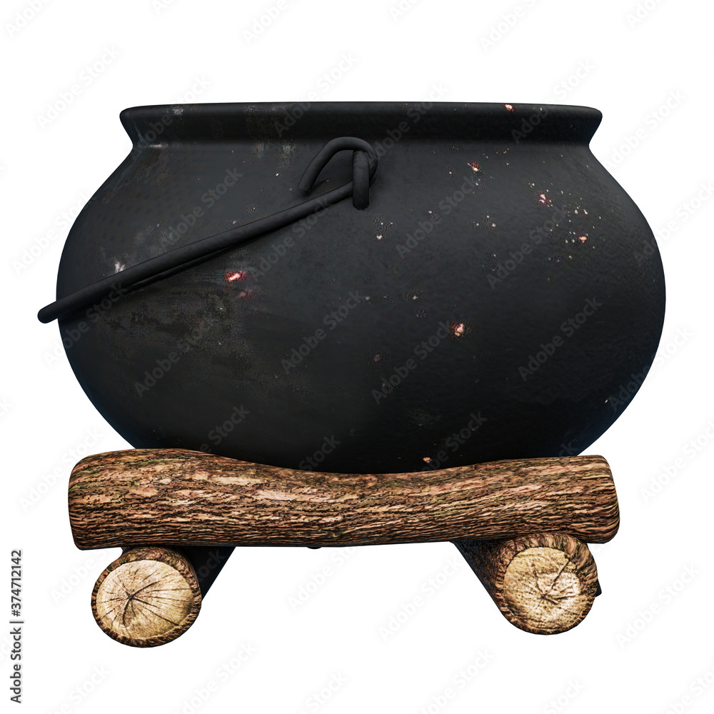 Fantasy Witch Cauldron, 3D illustration, 3D rendering Stock ...