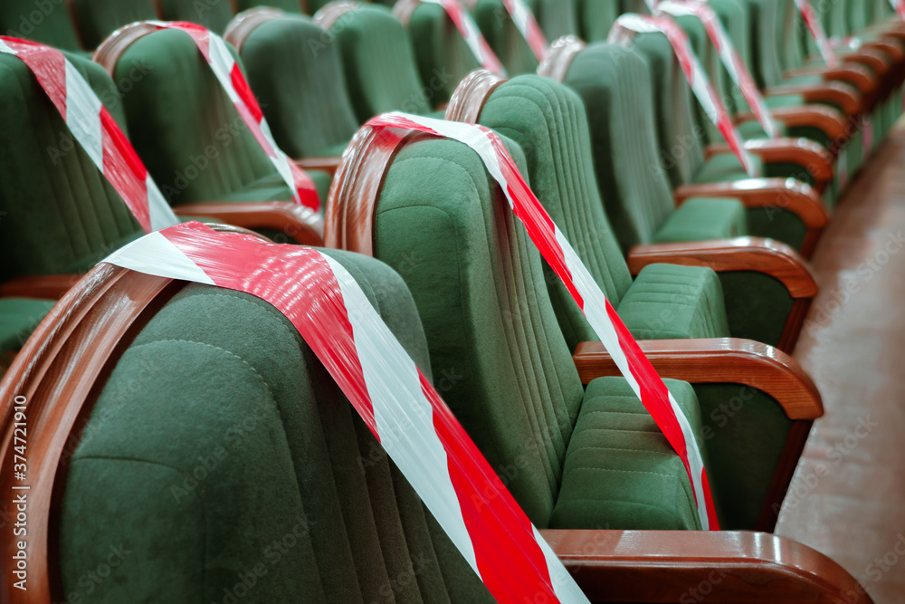 Background of empty seats in the cinema, theater, auditorium with a ...