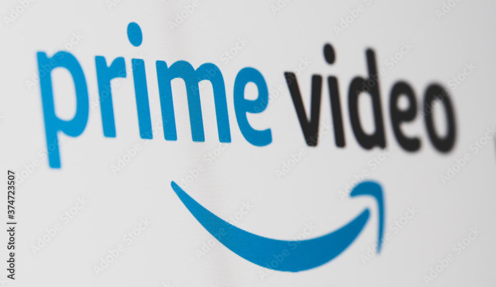 Prime Video logo on white background - real macro shot of a computer ...