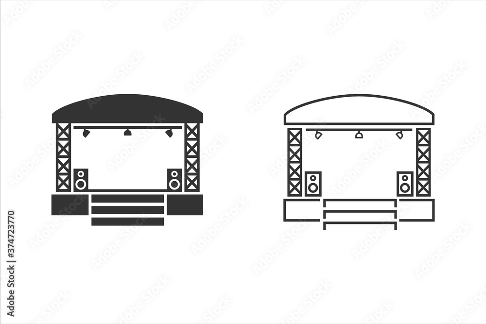 Concert stage line icon set on white. Vector illustration เวกเตอร์สต็อก ...