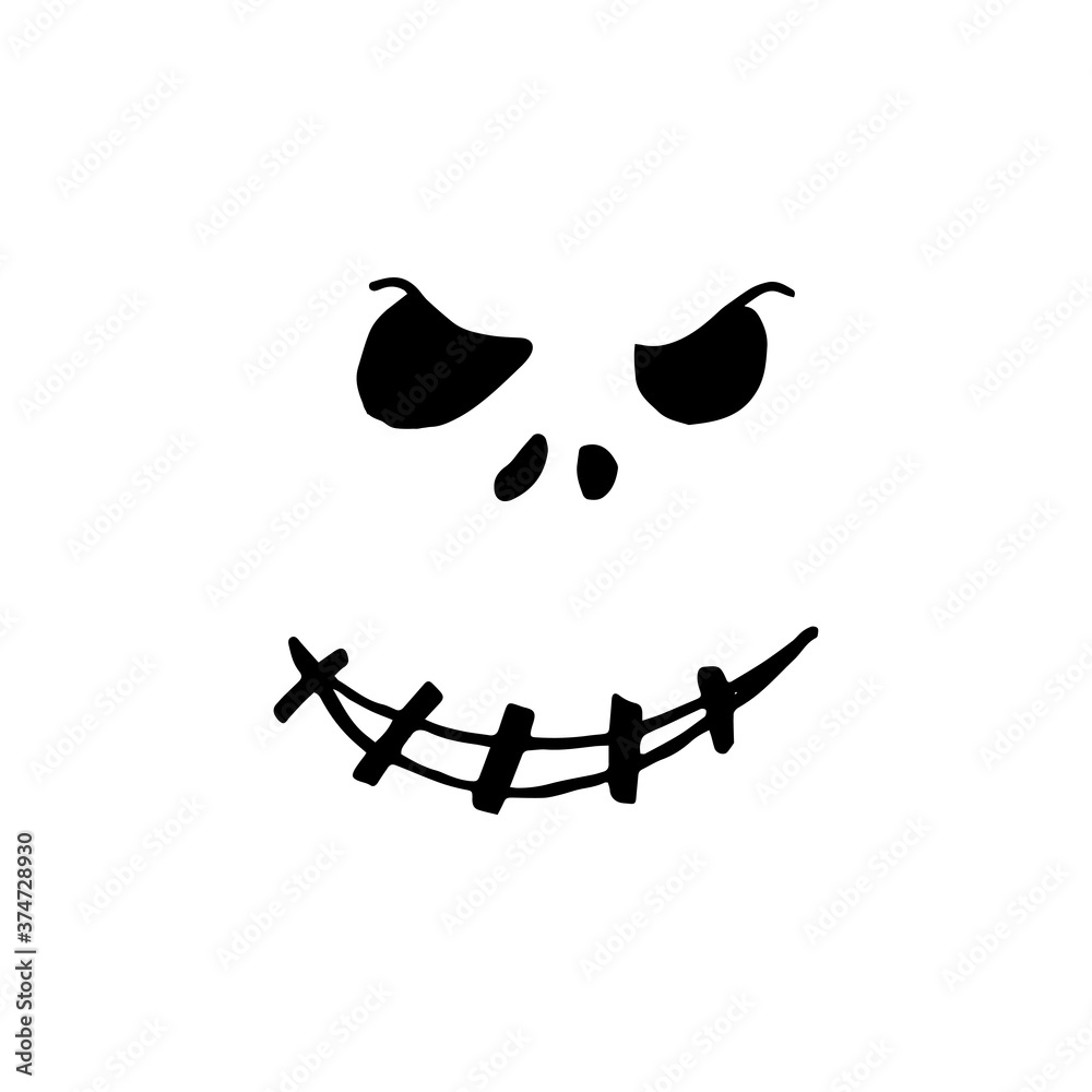 Scary face halloween doodle vector element magical symbols. halloween ...