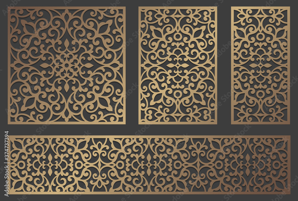 Laser cut panel design. Ornate vintage border template for laser ...