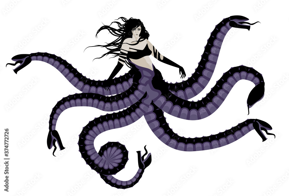 Greek Mythology Scylla Sea Monster Stock Vector Adobe Stock Greek Mythology Scylla Sea Monster Stock Vector Adobe Stock