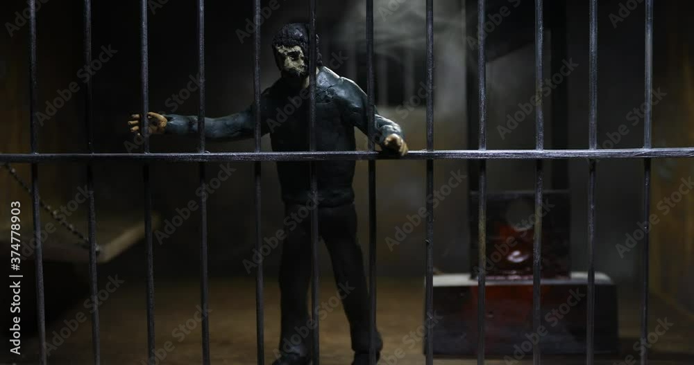 Execution concept. Death penalty guillotine miniature inside old prison ...