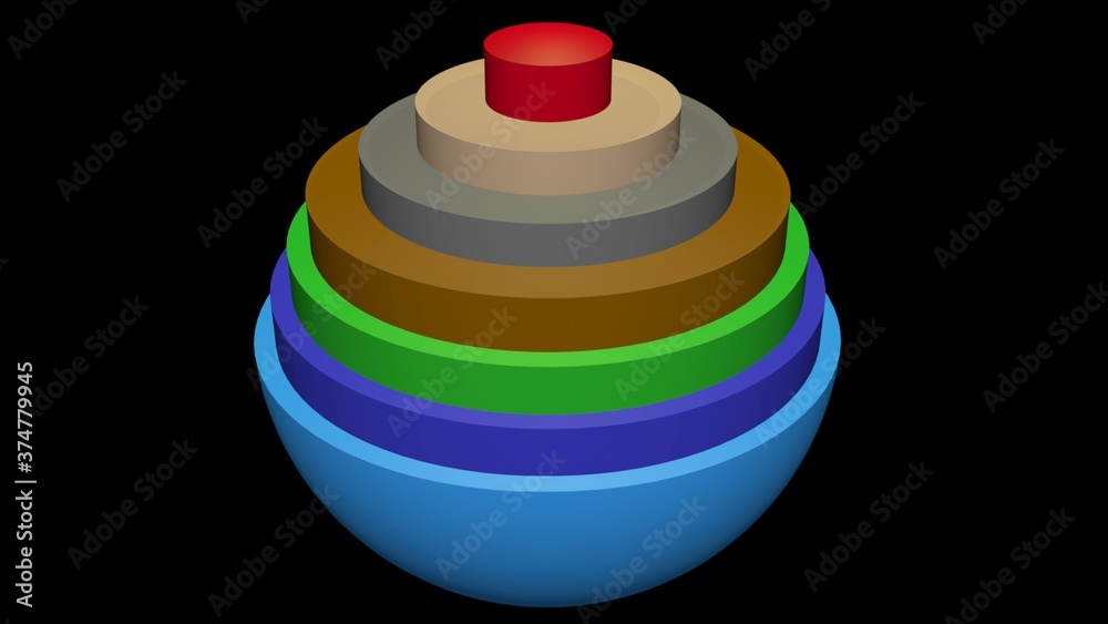 Cross section view of sphere with multiple layers . Ball with internal ...
