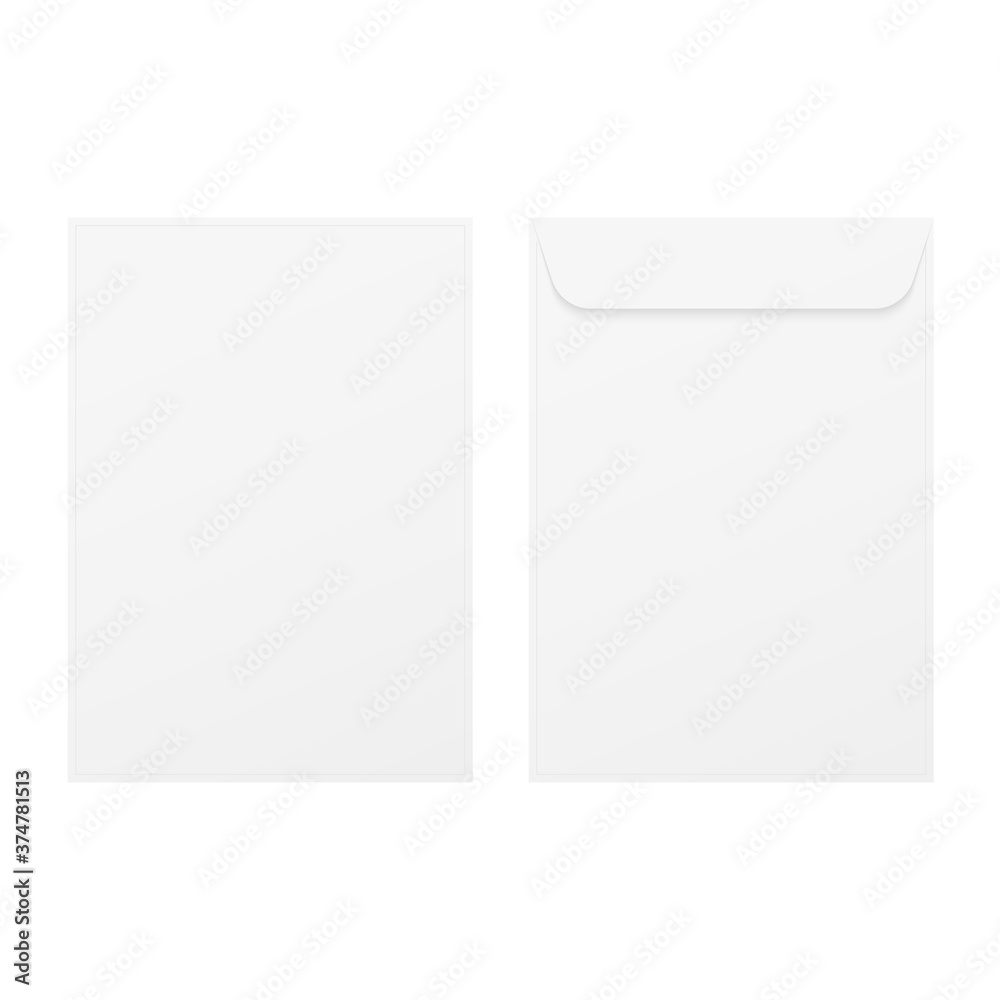Blank realistic closed envelope front and back view mock up. Vector ...