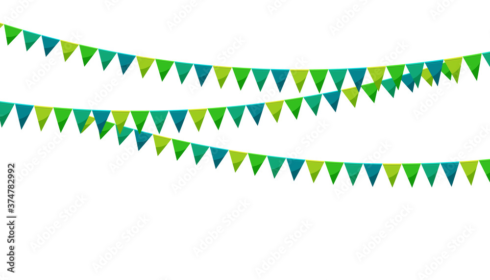Paper bunting party flags isolated on white Stock Vector | Adobe Stock