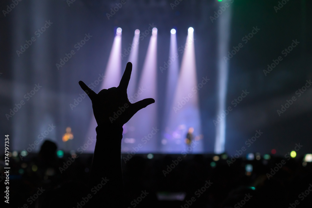 music brand showing on stage or Concert Live and Defocused ...