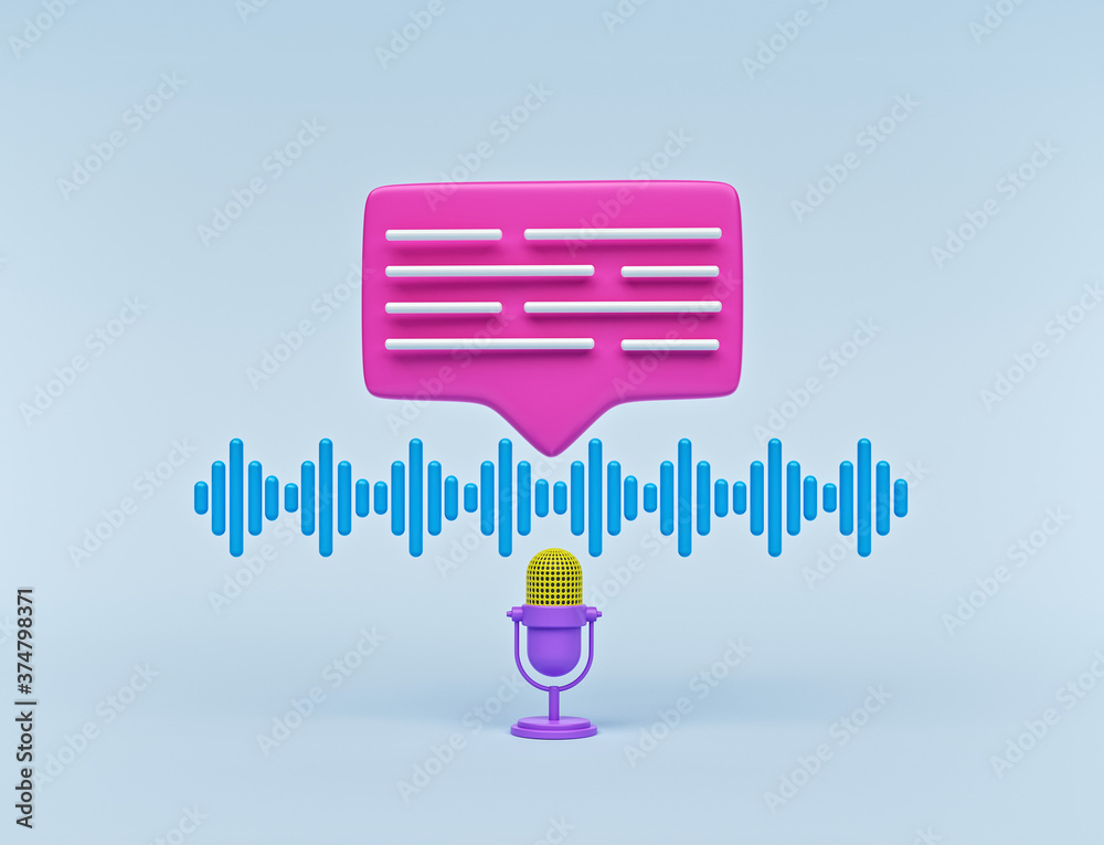 Voice messages concept. microphone, audio wave and chat bubble isolated ...