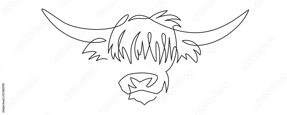 Continuous one line drawing of bull symbol of the Chinese New Year ...