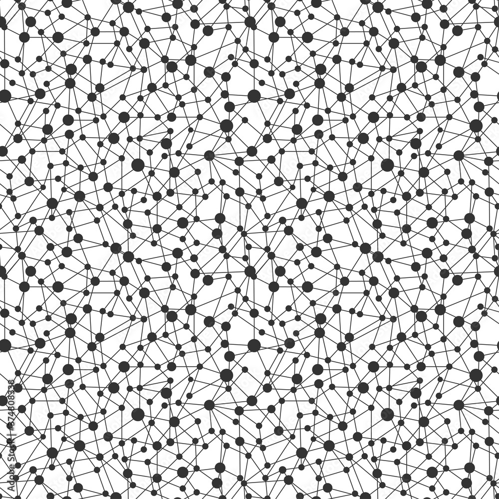 Neural network seamless pattern. Neural network of nodes and ...