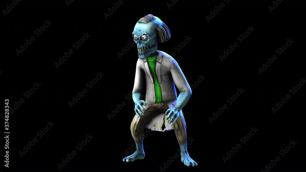Seamless animation of a standing doctor zombie idle isolated with alpha ...