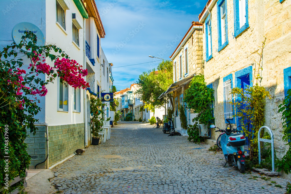 Alacati street view in Alacati Town. Alacati is populer historical ...