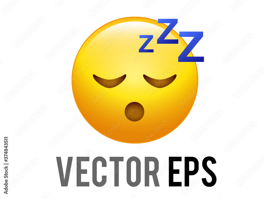 Vector yellow sleepy face emoji icon with ZZZ symbols Stock Vector ...
