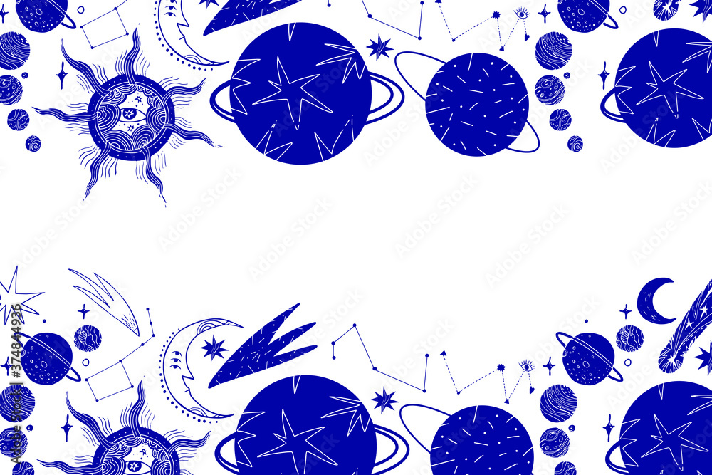 Magic occult frame vector Sacred Geometry Forms - Eye, Moon and Sun ...