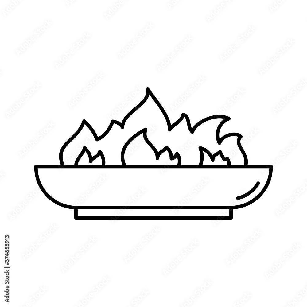Outdoor Fire Pit icon. Linear logo of low bonfire bowl. Black simple ...
